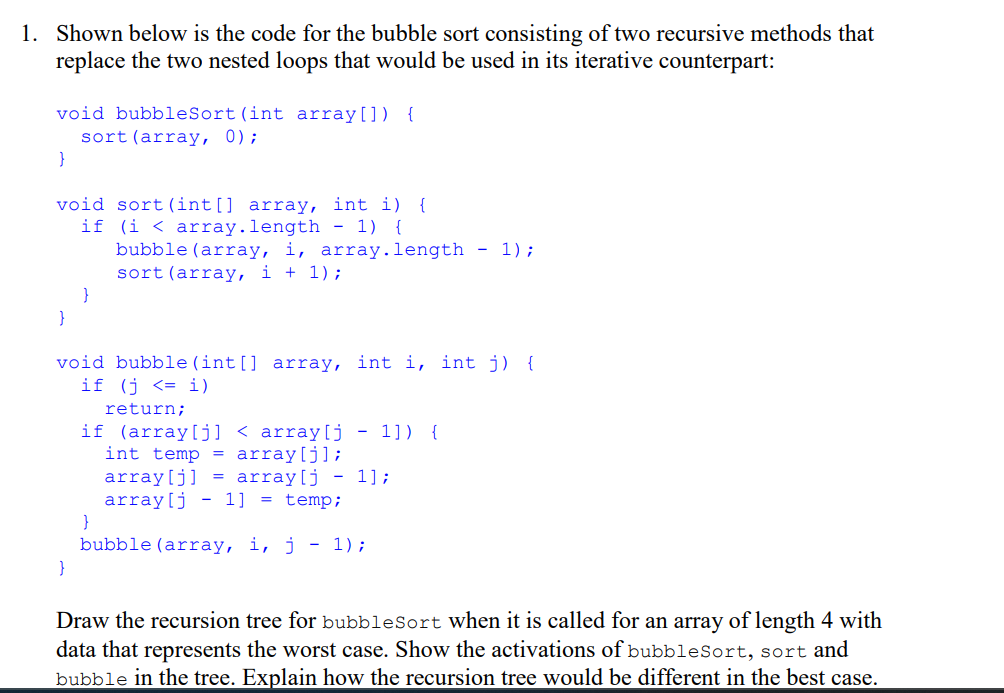 Solved I need help with creating the recursive tree for this | Chegg.com