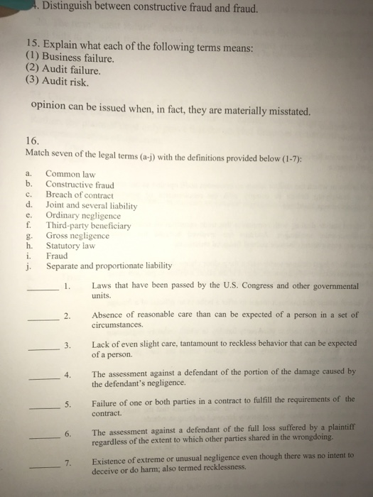Solved .Distinguish between constructive fraud and fraud. | Chegg.com