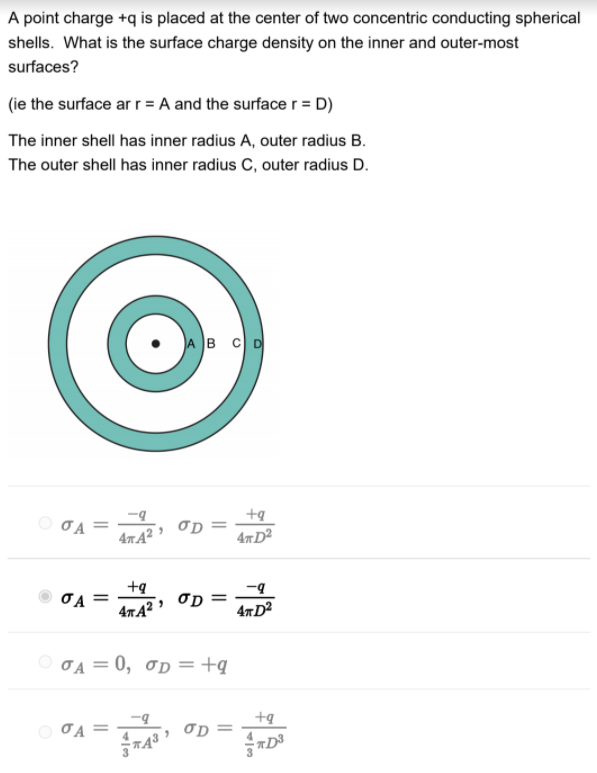 Solved A point charge +q is placed at the center of two | Chegg.com