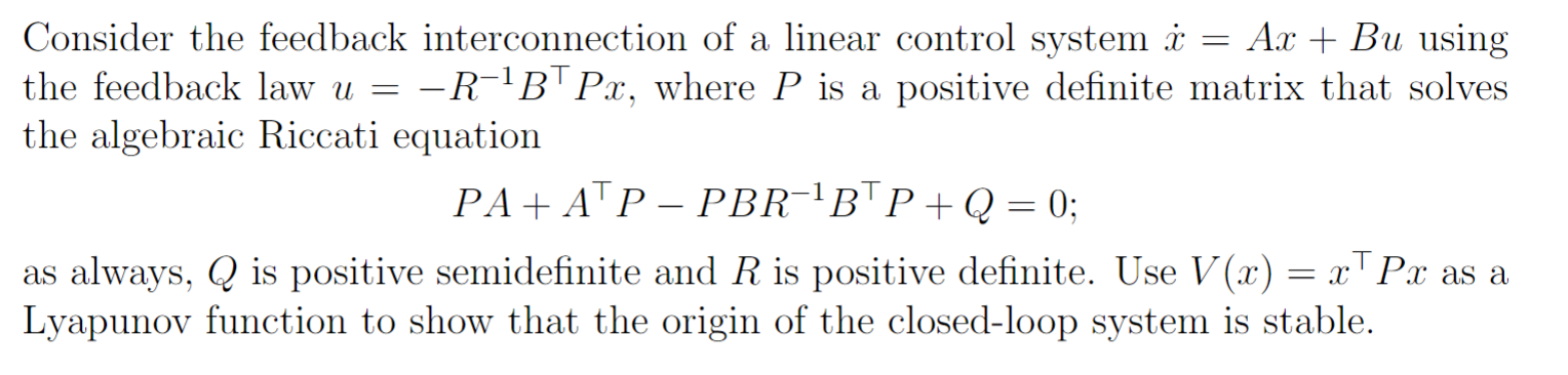 - Consider the feedback interconnection of a linear | Chegg.com