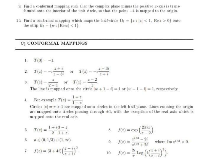 9. Find a conformal mapping such that the complex | Chegg.com