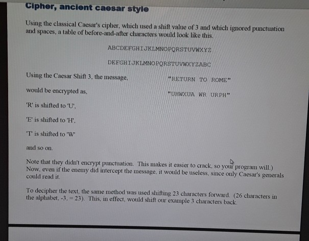Solved Caesars Cipher and Improved Caesar's Cipher Summary | Chegg.com