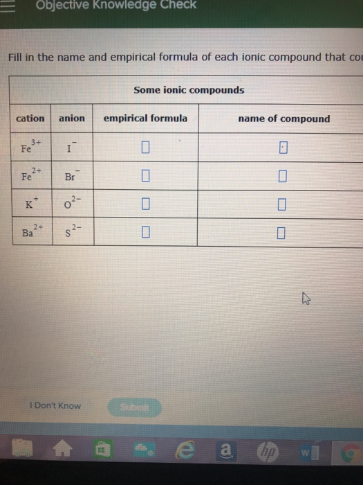 Solved Objective Knowledge Check Fill in the name and | Chegg.com
