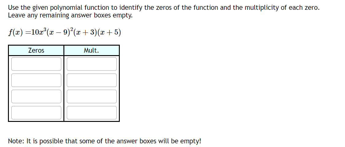 Solved Use the given polynomial function to identify the | Chegg.com
