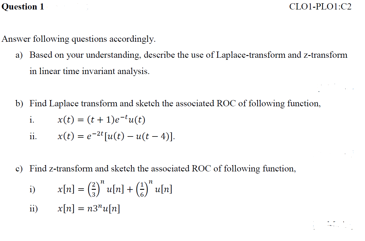 Solved Question 1 CLO1-PLO1:02 Answer following questions | Chegg.com