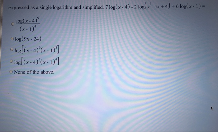 Solved Expressed as a single logarithm and simplified, 7 | Chegg.com