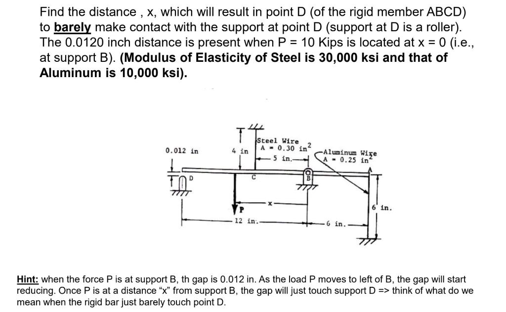 Solved Find the distance , x, which will result in point D | Chegg.com