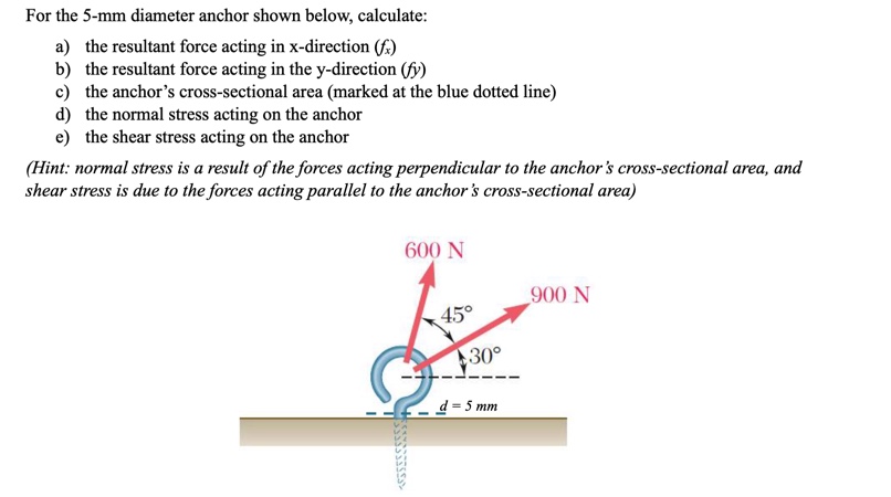 Solved For the 5-mm diameter anchor shown below, calculate: | Chegg.com