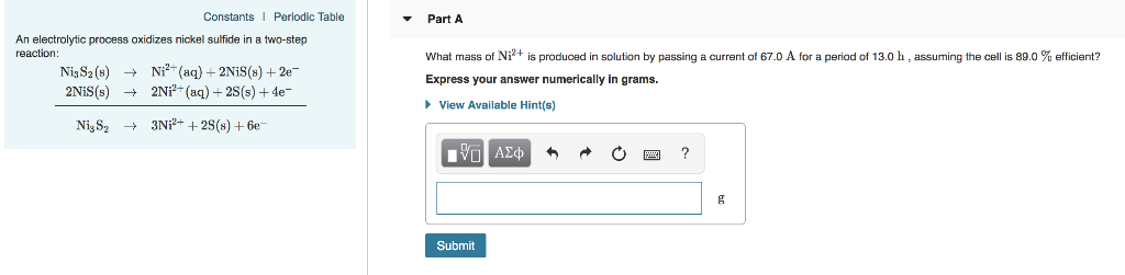 Solved Constants I Perlodic Table Part A An electrolytic | Chegg.com