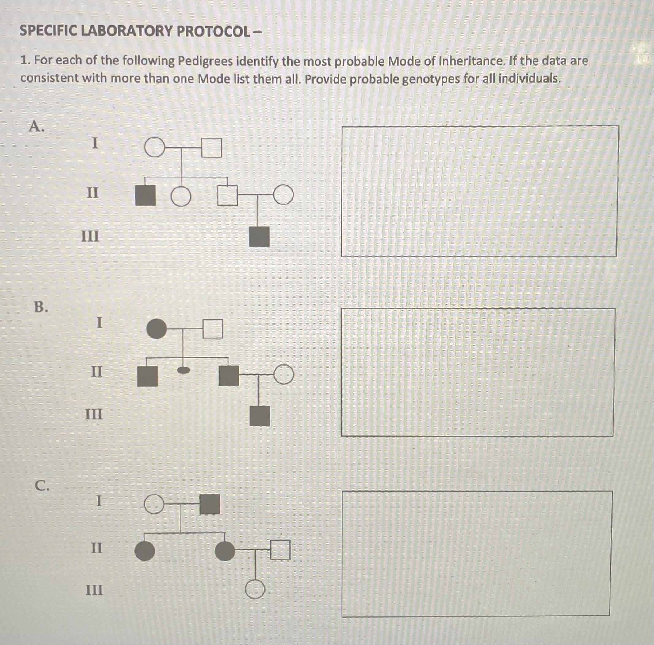 Solved For each of the following Pedigrees identify the most | Chegg.com Solved For each of the following Pedigrees identify the most | Chegg.com