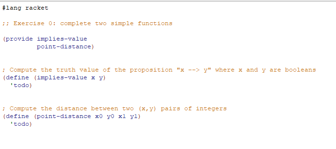 #lang racket ;; Exercise 0: complete two simple | Chegg.com