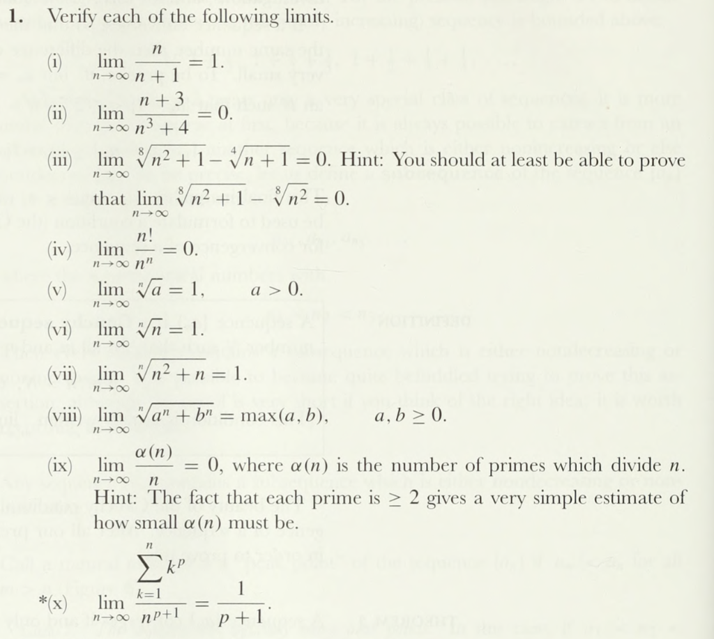 Solved 1. Verify each of the following limits. (i) n lim non | Chegg.com