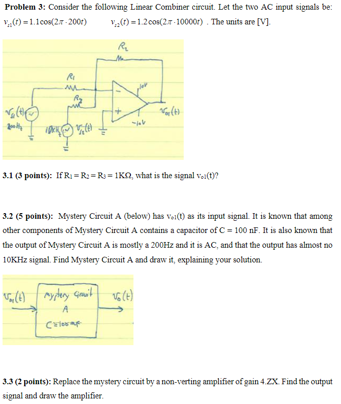 Solved Problem 3: Consider the following Linear Combiner | Chegg.com