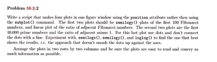 Solved Problem 58.2.2 Write a script that makes four plots | Chegg.com