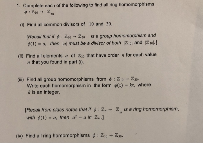 Solved 1. Complete each of the following to find all ring | Chegg.com