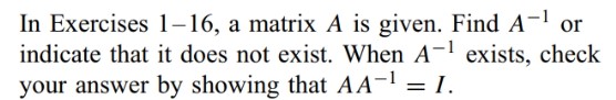 Solved In Exercises 1-16, ﻿a matrix A ﻿is given. Find A-1 | Chegg.com