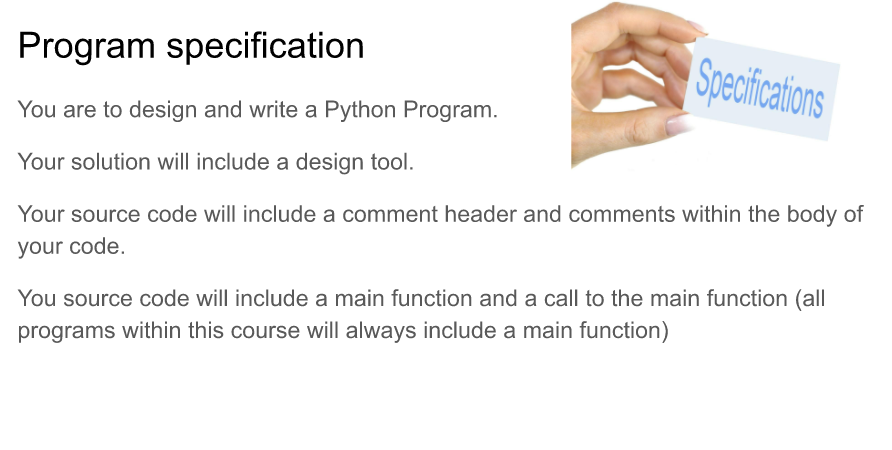 Solved Program specification | Specifications You are to | Chegg.com