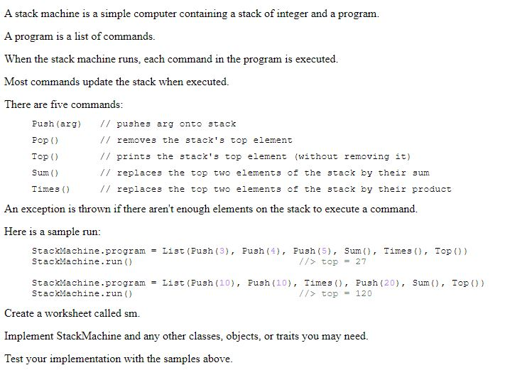Solved A stack machine is a simple computer containing a | Chegg.com