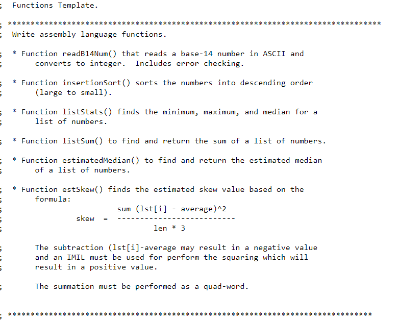 Write the assembly language functions described | Chegg.com