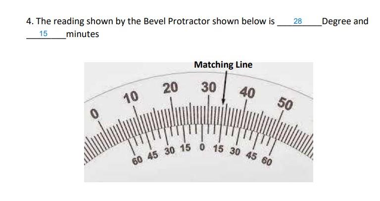 Solved 4. The reading shown by the Bevel Protractor shown | Chegg.com