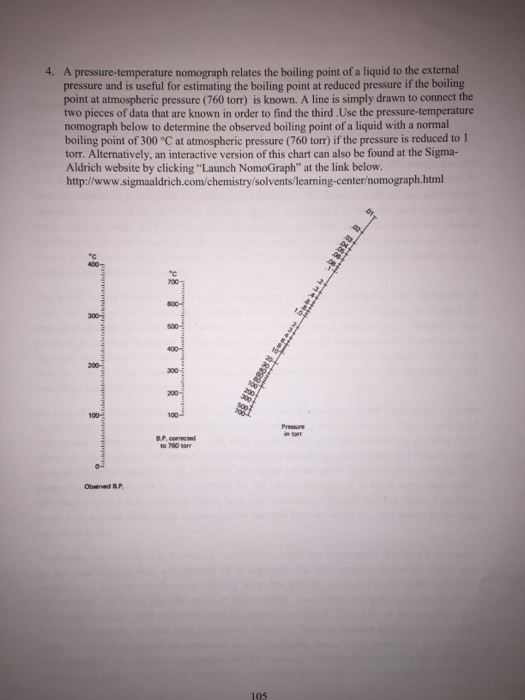 Solved A pressure-temperature nomograph relates the boiling | Chegg.com