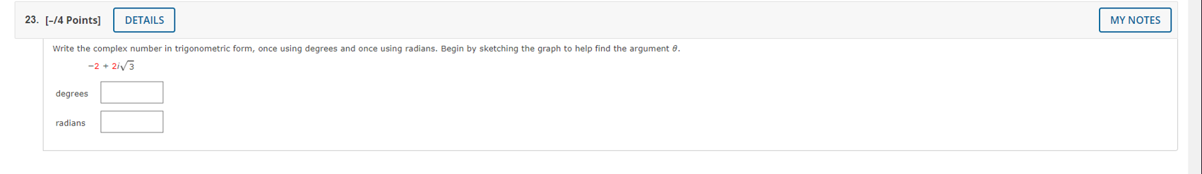 Solved Write the complex number in trigonometric form, once | Chegg.com