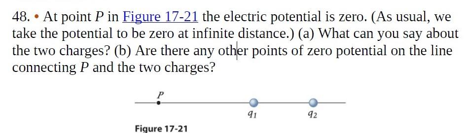 Solved 48. . At point P in Figure 17-21 the electric | Chegg.com