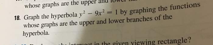 Solved Graph the hyperbola y^2 - 9x^2 = 1 by graphing the | Chegg.com