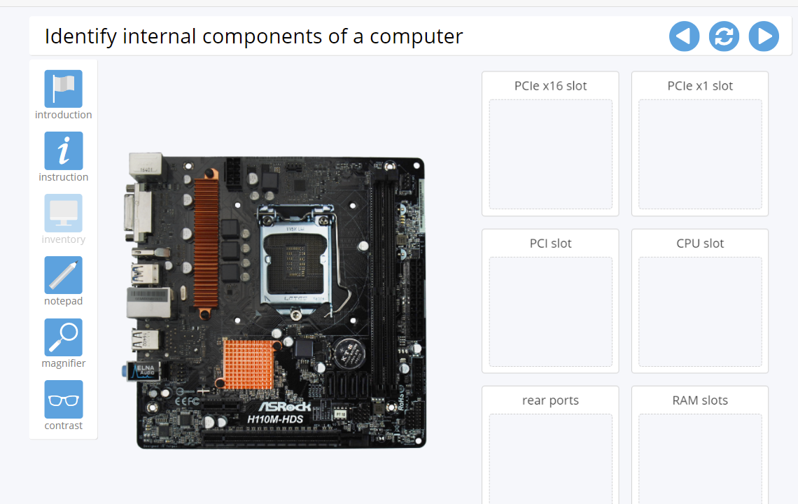 Solved Identify internal components of a computer > PCIe x16 | Chegg.com