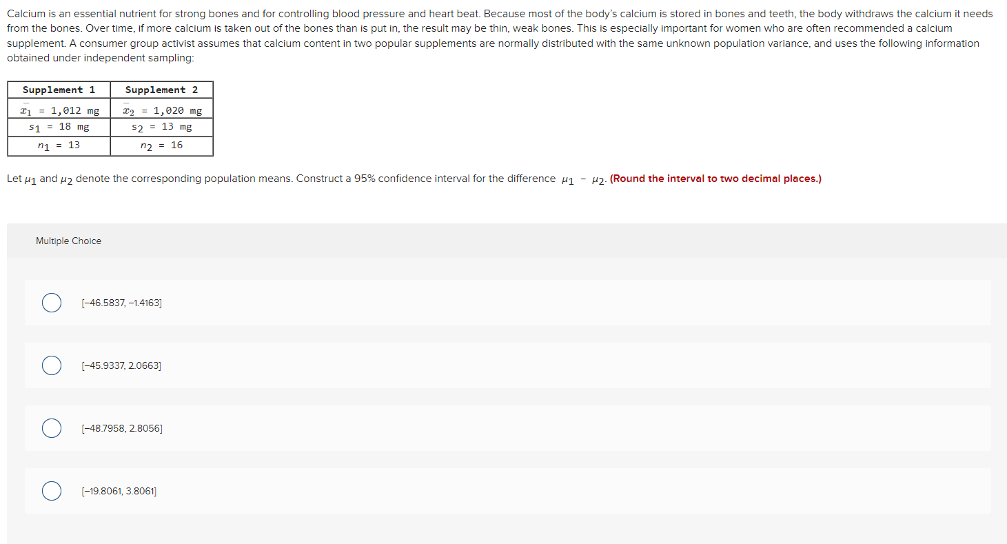 Solved obtained under independent sampling: Let μ1 and μ2 | Chegg.com