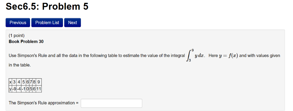 Solved Sec6.5: Problem 5 Previous Problem List Next 1 point | Chegg.com
