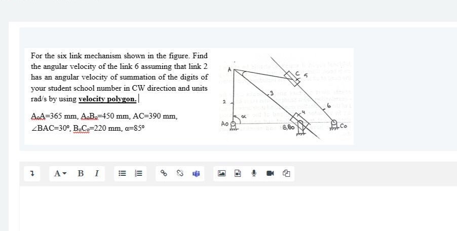 Solved For the six link mechanism shown in the figure. Find | Chegg.com