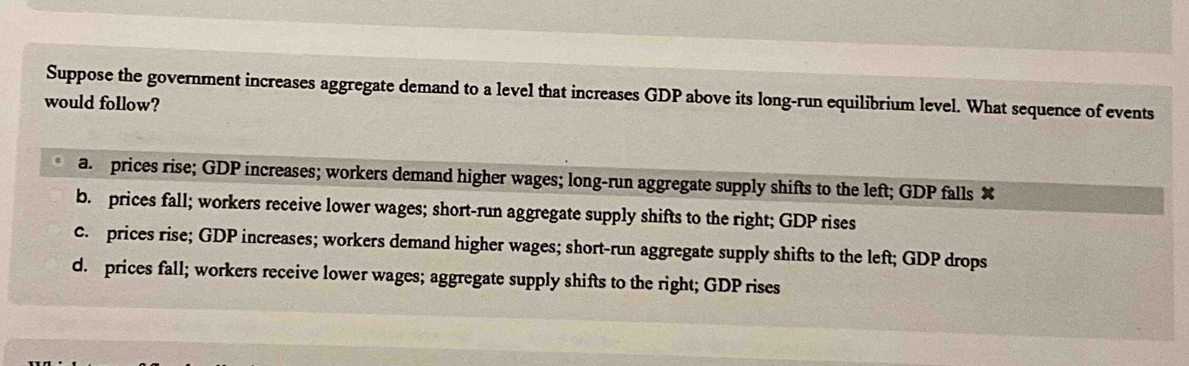 Solved Suppose the government increases aggregate demand to | Chegg.com