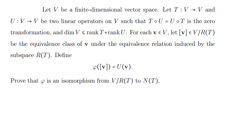 Solved Let V be a finite-dimensional vector space. Let T:V → | Chegg.com
