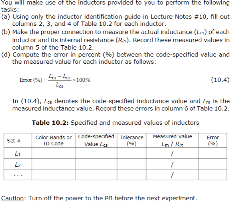 You will make use of the inductors provided to you to | Chegg.com