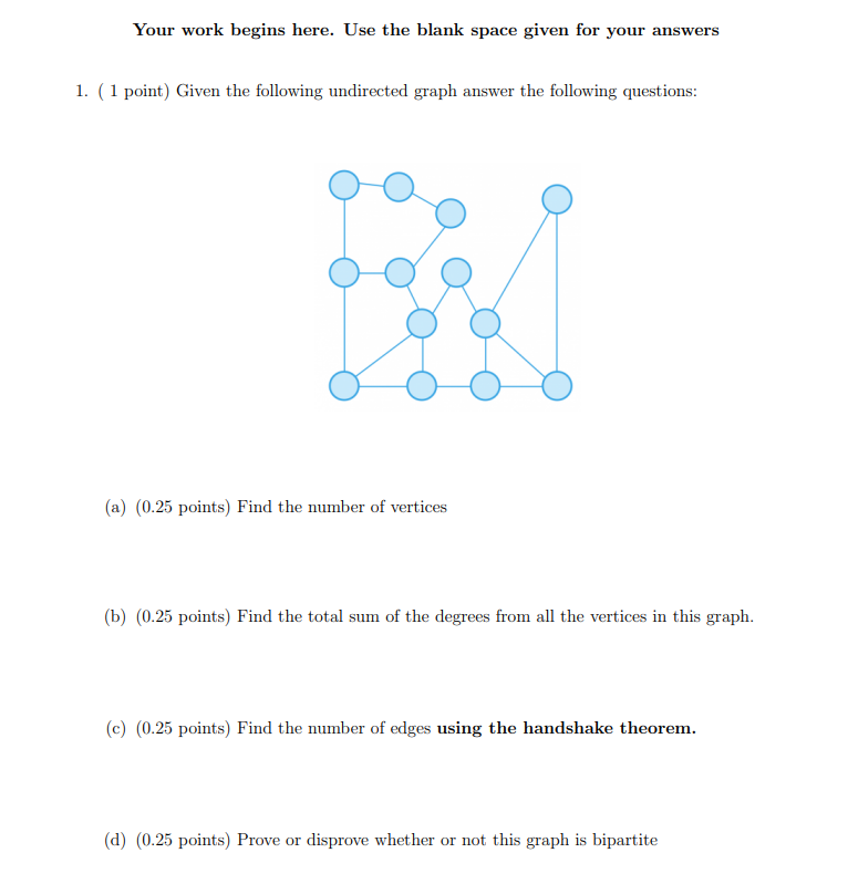 Solved Given the following undirected graph answer the | Chegg.com