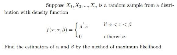 Solved Suppose X1,X2,…,Xn is a random sample from a | Chegg.com