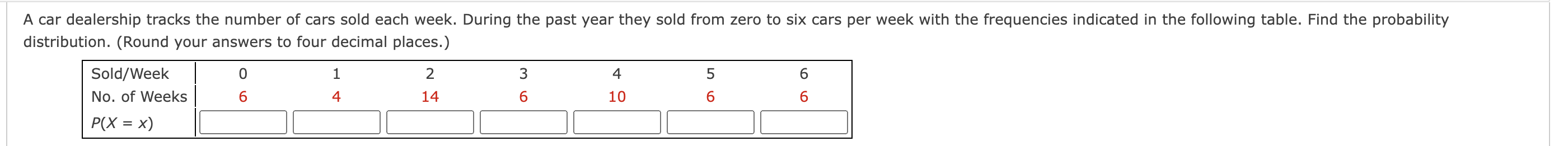Solved distribution. (Round your answers to four decimal | Chegg.com