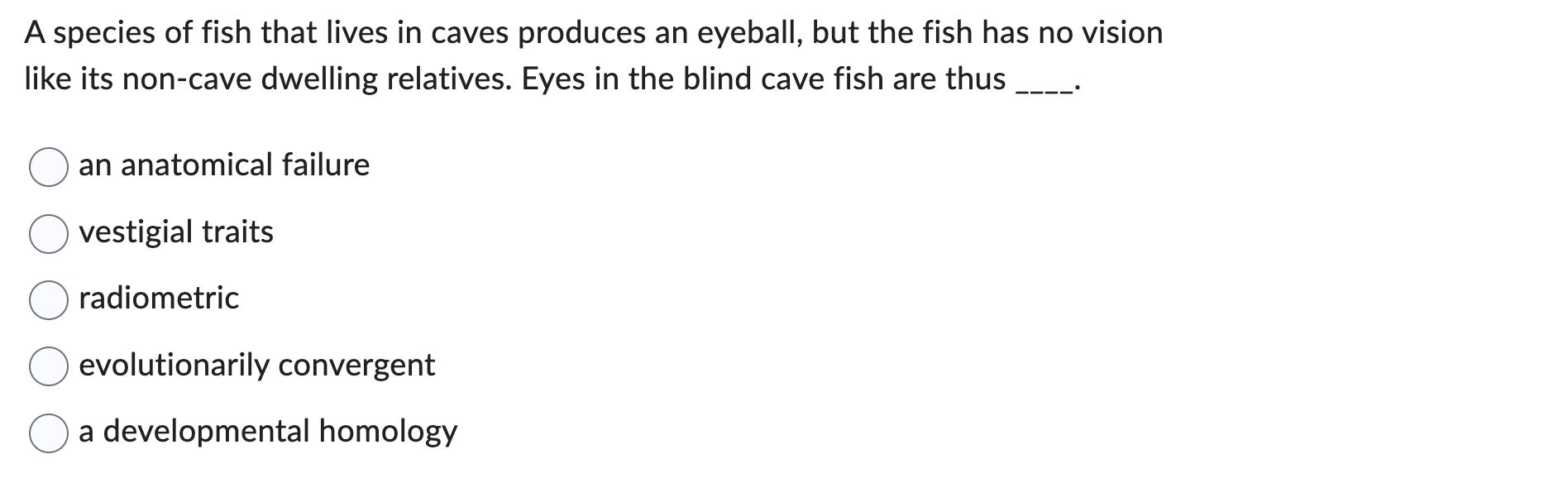 Solved A species of fish that lives in caves produces an | Chegg.com