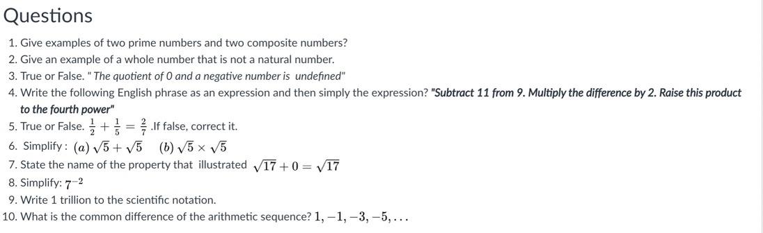 Solved Questions 1. Give examples of two prime numbers and | Chegg.com