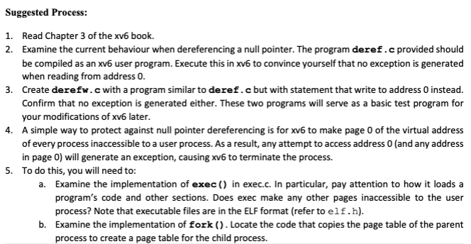 Suggested Process: 1. Read Chapter 3 of the xv6 book. | Chegg.com