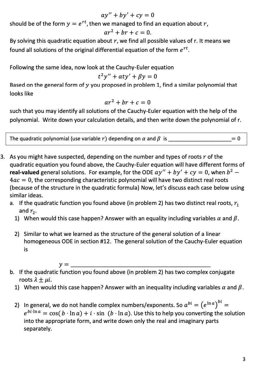 Solved A second-order Euler equation (also known as a | Chegg.com