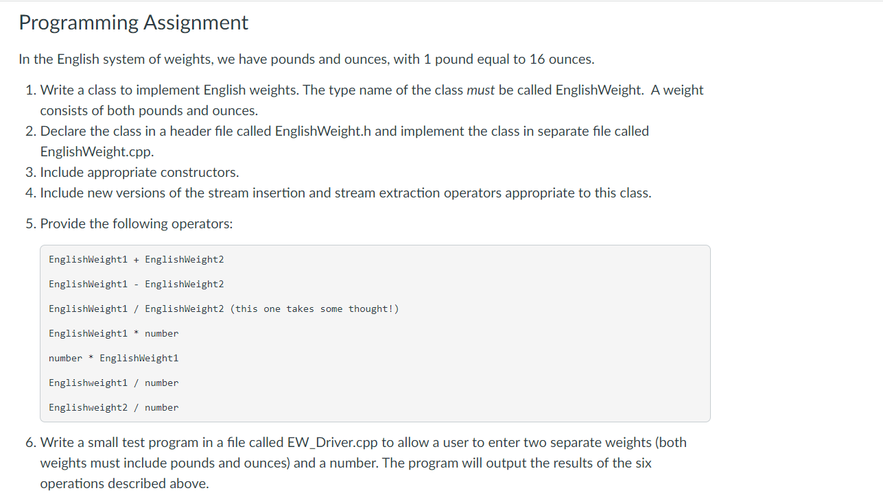 Solved Programming Assignment In the English system of | Chegg.com