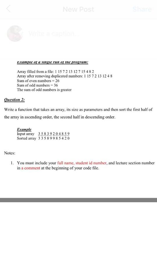 Solved Array filled from a fil 15 7 2 13 127 15 482 Array | Chegg.com