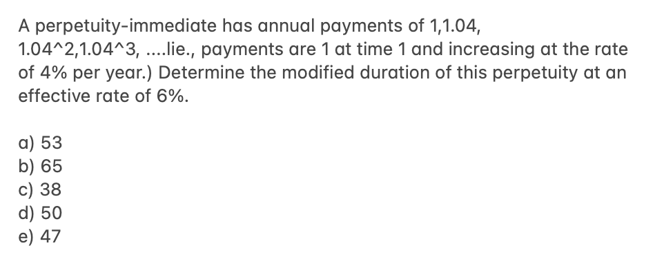 Solved A perpetuity-immediate has annual payments of \\( | Chegg.com