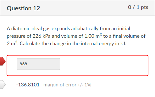 Solved A diatomic ideal gas expands adiabatically from an | Chegg.com