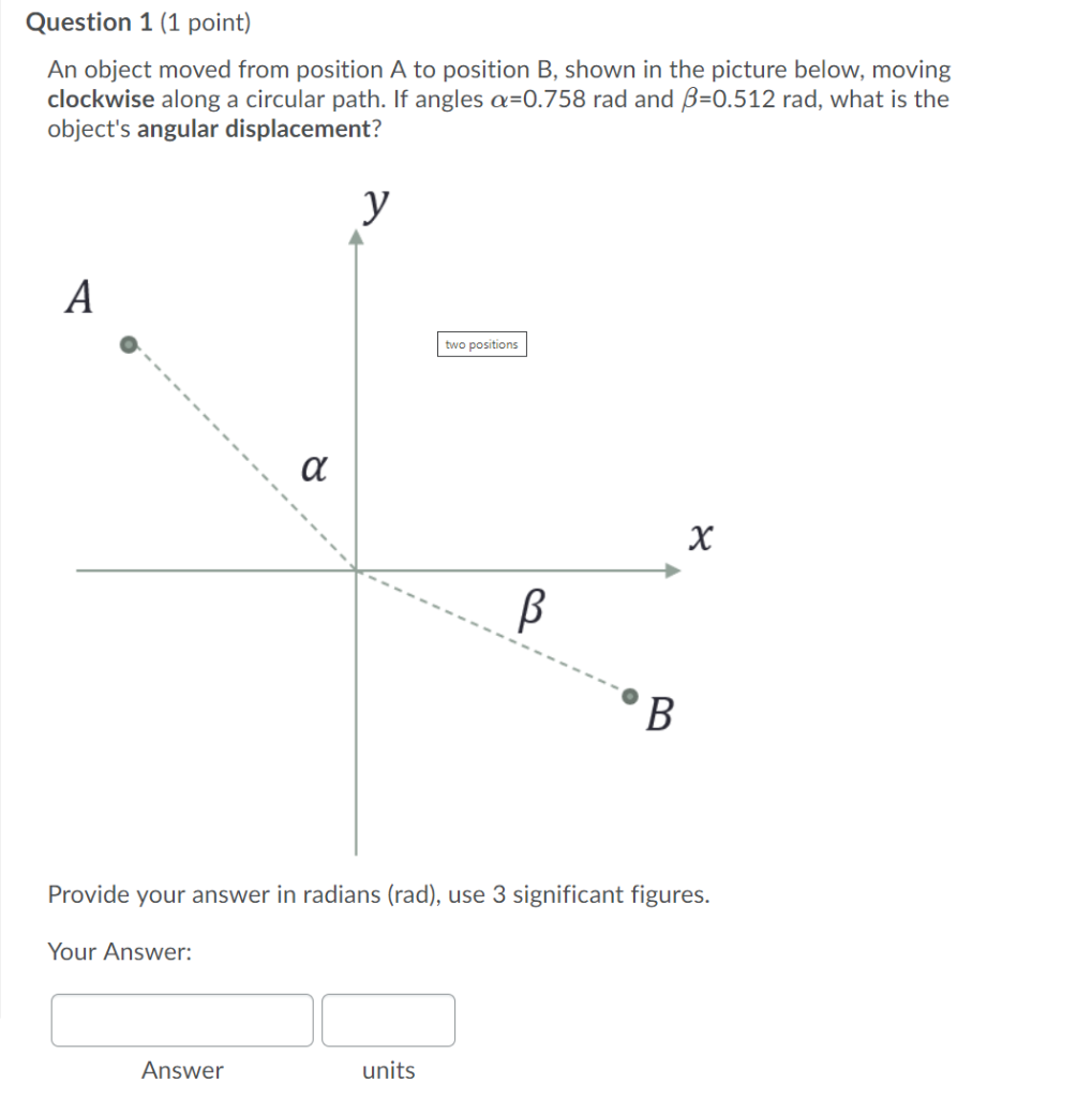 Solved Question 1 (1 point) An object moved from position A | Chegg.com
