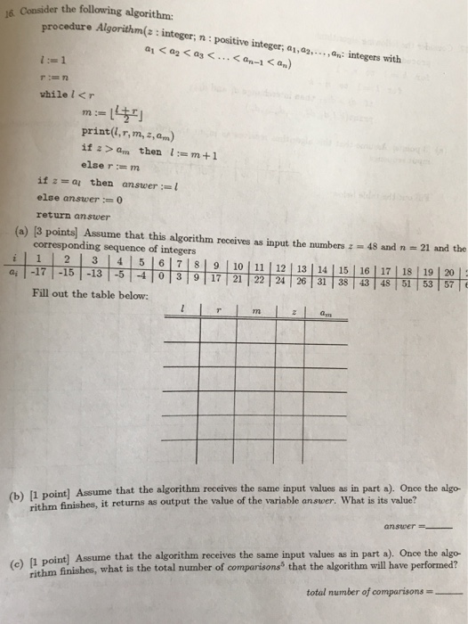 Solved 16 Consider the following algorithm: procedure | Chegg.com