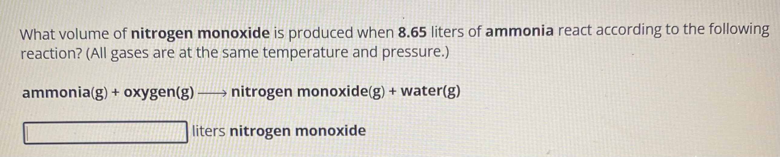 Solved What volume of nitrogen monoxide is produced when | Chegg.com