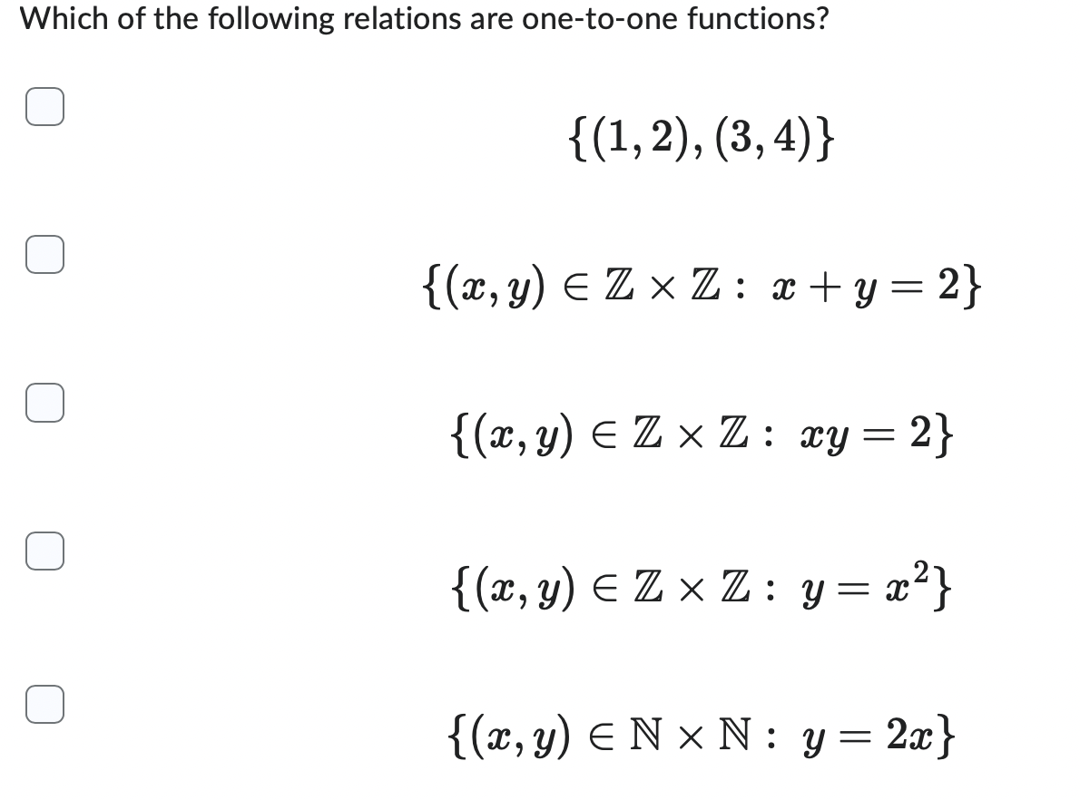 Solved Which of the following relations are function? | Chegg.com